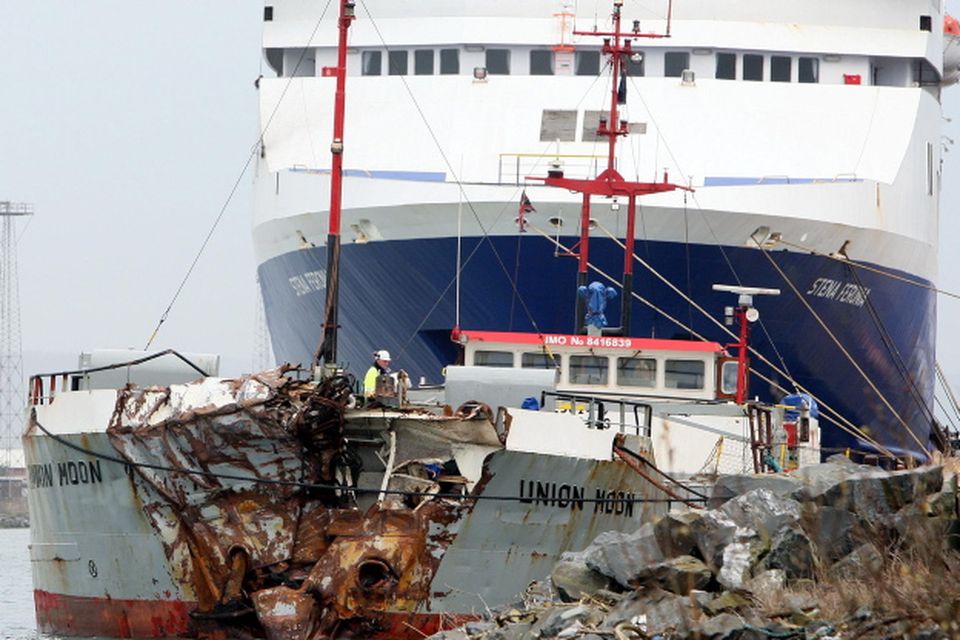 Cargo ship captain held after crash in Belfast lough | Irish Independent