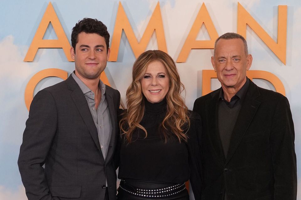 Tom Hanks supported by family while promoting latest film in London ...