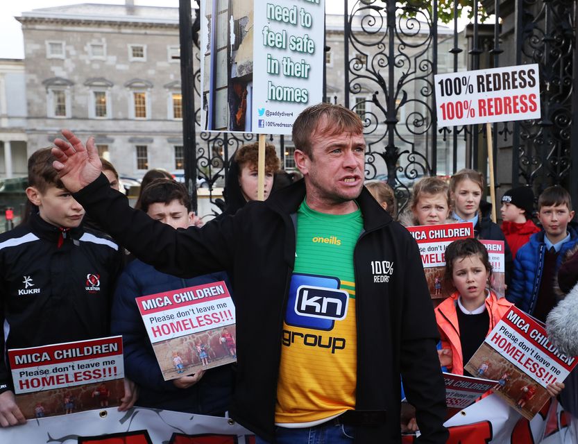 Children living in homes hit by mica crisis stage protest outside Dail ...