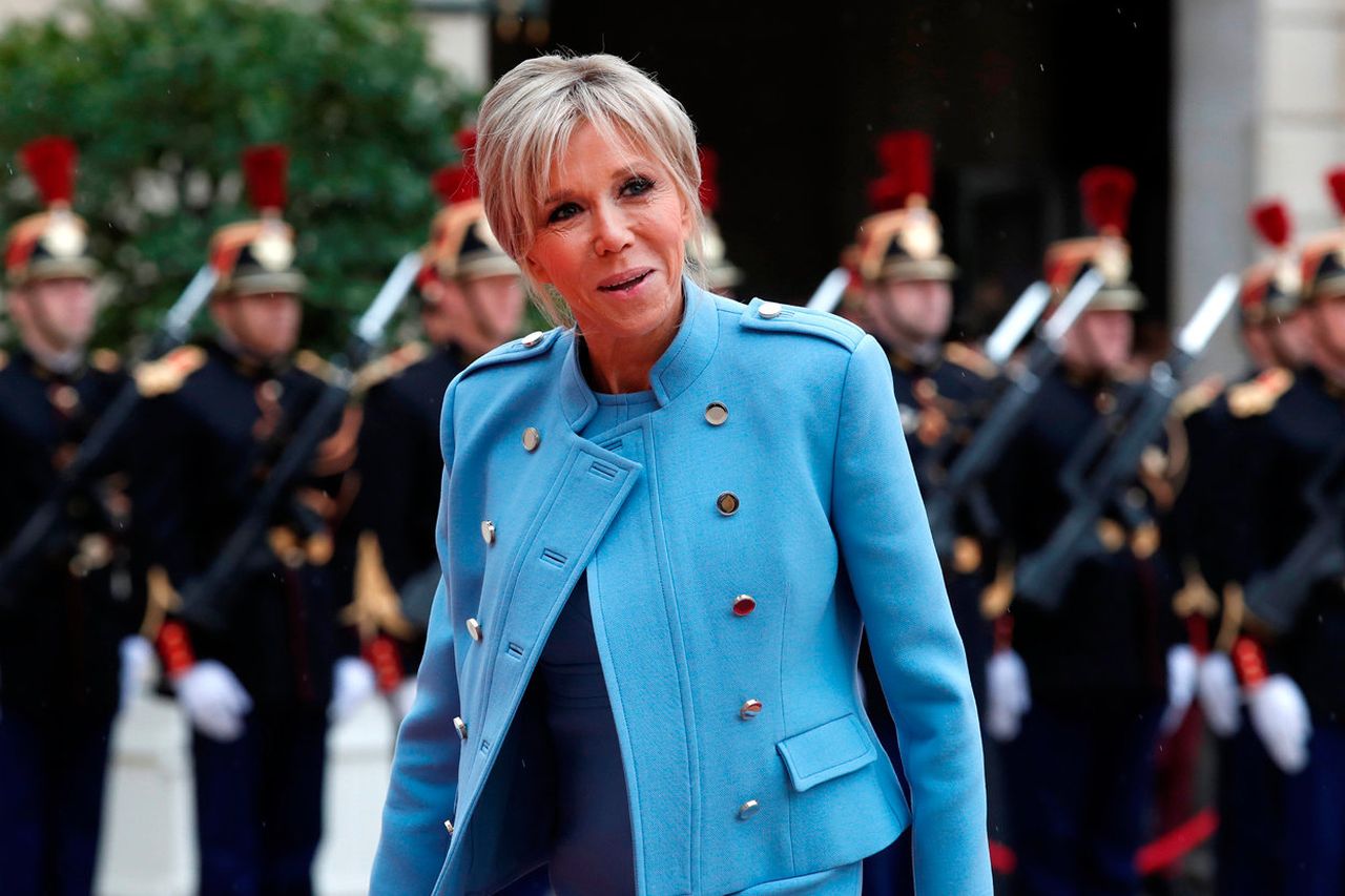 Why French first lady Brigitte Macron wore powder blue to her husband's ...