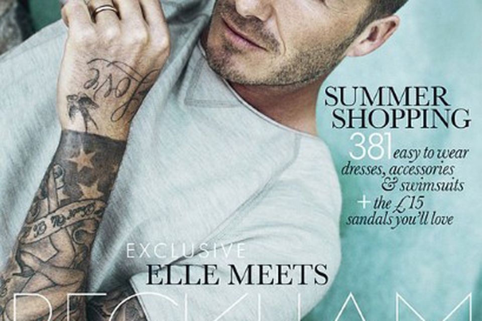David Beckham gets his kit off again as he goes topless for Elle ...