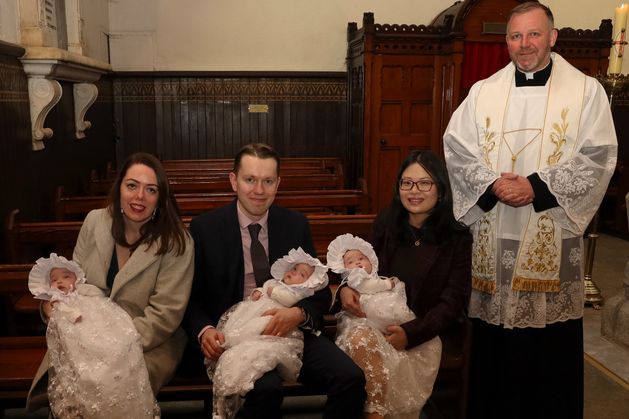 Celebrations galore as triplets Hollie, Heather and Heidi christened in ...