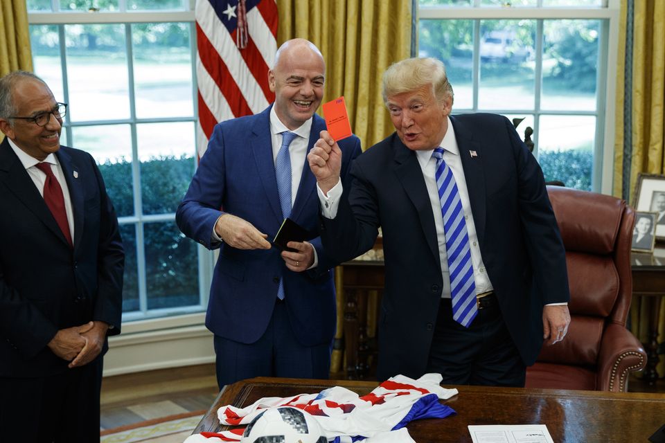 Donald Trump given red card by Fifa boss in Oval Office | Irish Independent