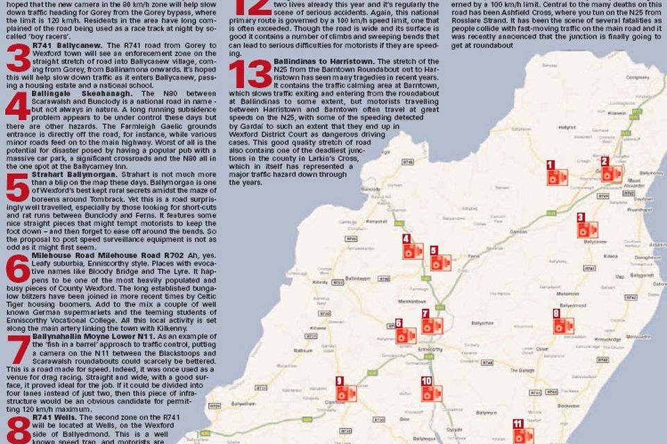 THE SPEED ENFORCEMENT ZONES IDENTIFIED IN CO. WEXFORD | Irish Independent