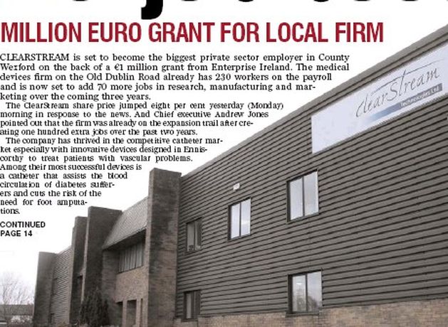 ClearStream 70-job boost | Irish Independent