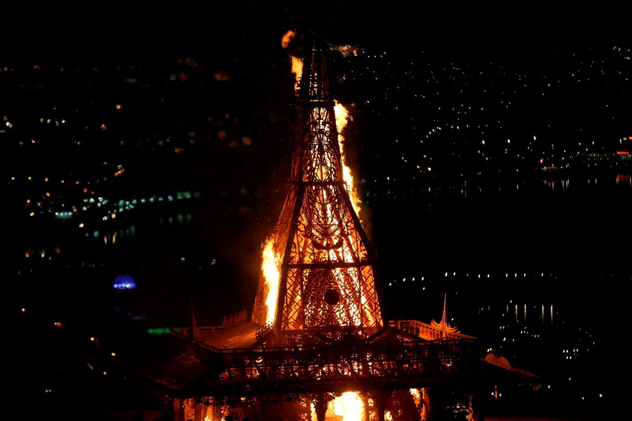 70ft tower goes up in flames in Troubles memorial bonfire | Irish ...