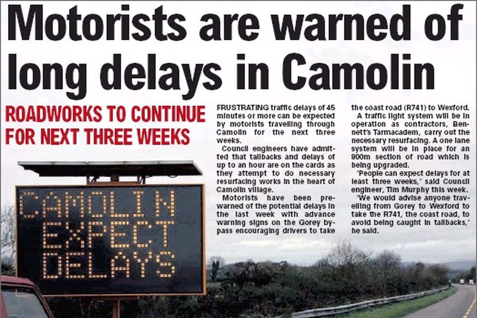Motorists are warned of long delays in Camolin | Irish Independent