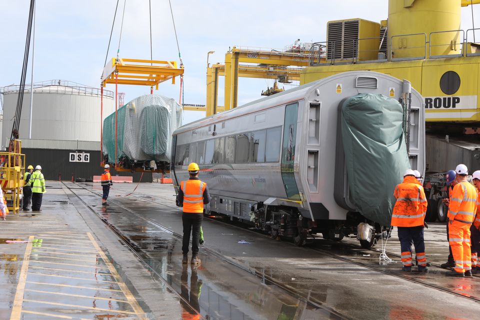 New Iarnród Éireann train carriages arrive at Dublin Port from South ...