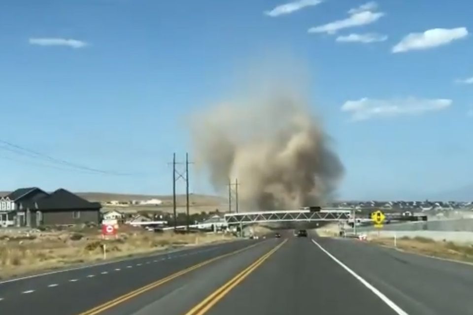 This scary-looking dust devil was spotted crossing the road in Utah ...