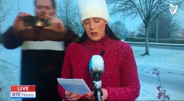 RTÉ reporter keeps her cool as Six One News interrupted by man making ...