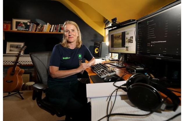 Angela Quinlan, MD of Key Patent Innovations at her work station at her ...