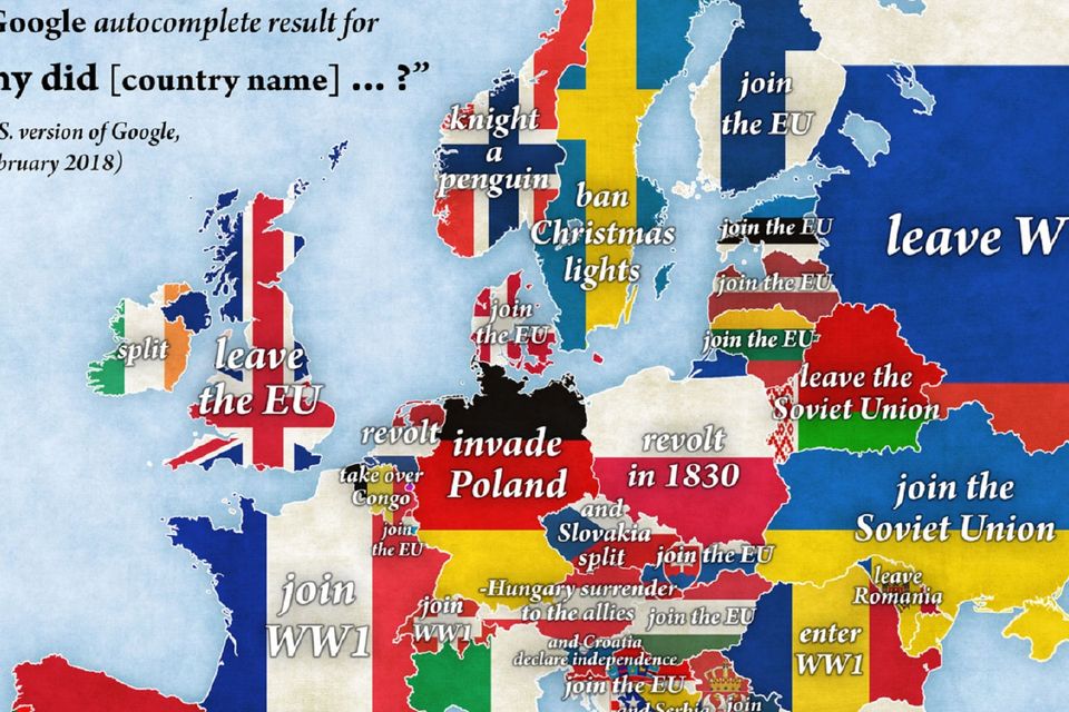 This Google autocomplete map of Europe is fascinatingly revealing ...