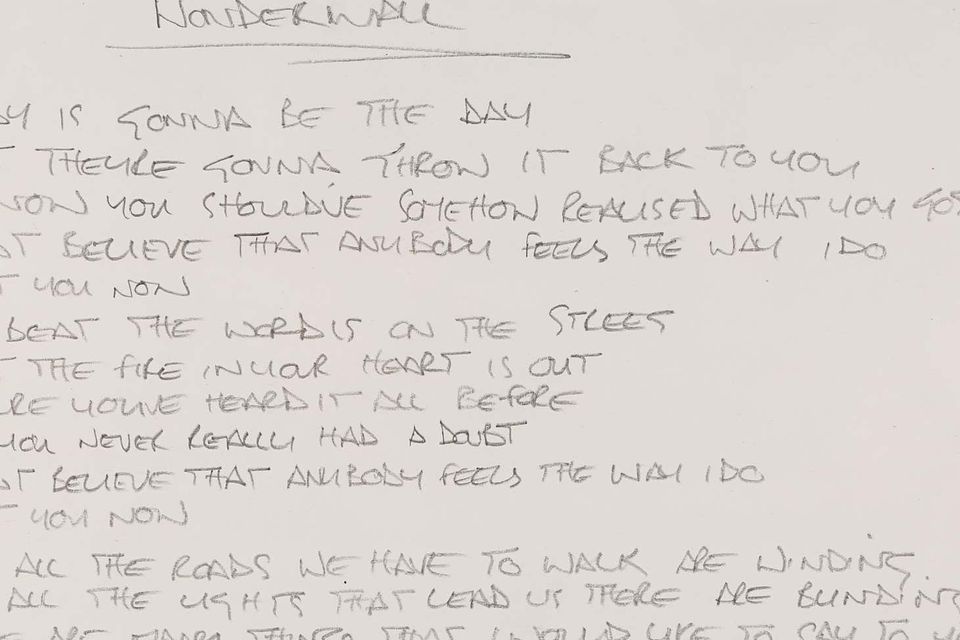 Noel Gallagher’s handwritten lyrics for Wonderwall fetch £46,875 at ...